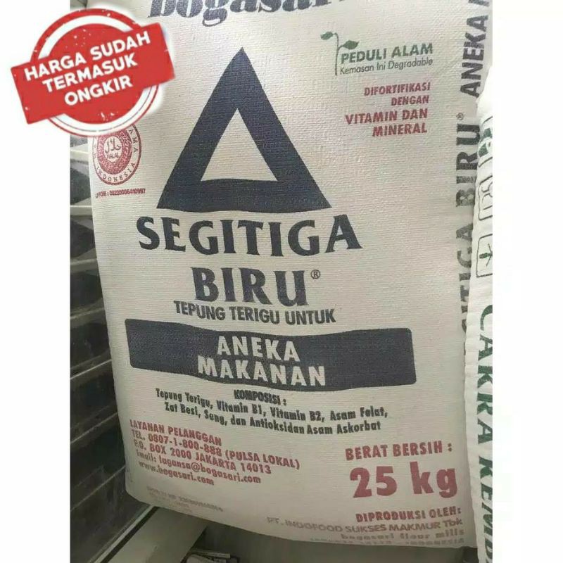 Jual Tepung Terigu Segitiga Biru Bogasari Karung 25kg | Shopee Indonesia