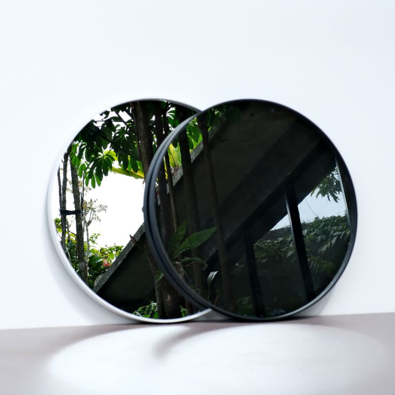 Jual Cermin Bulat Dinding Aesthetic Frame Hitam Putih [GARANSI 100% ...
