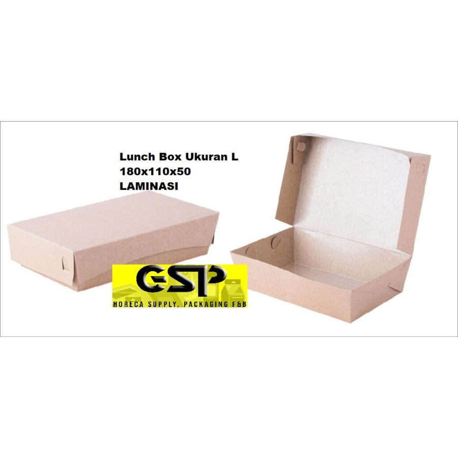 Jual @50 PCS. PAPER LUNCH BOX BAHAN KRAFT FULL LAMINASI SIZE L ; XL / LUNCHBOX KERTAS - LARGE ...