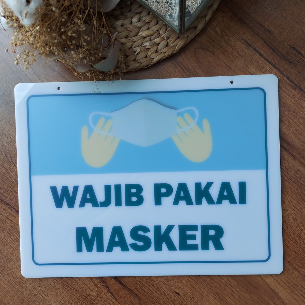 Jual SIGNAGE WAJIB PAKAI MASKER / WAJIB PAKAI MASKER SIGN / GANTUNGAN ...