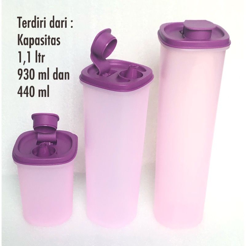 Jual Paket botol minyak tupperware ungu lama set ( 3 pcs ) | Shopee ...