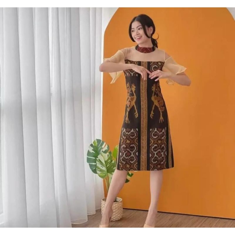 Jual dress pesta baju tenun jepara tenun etnik DTB156 | Shopee Indonesia