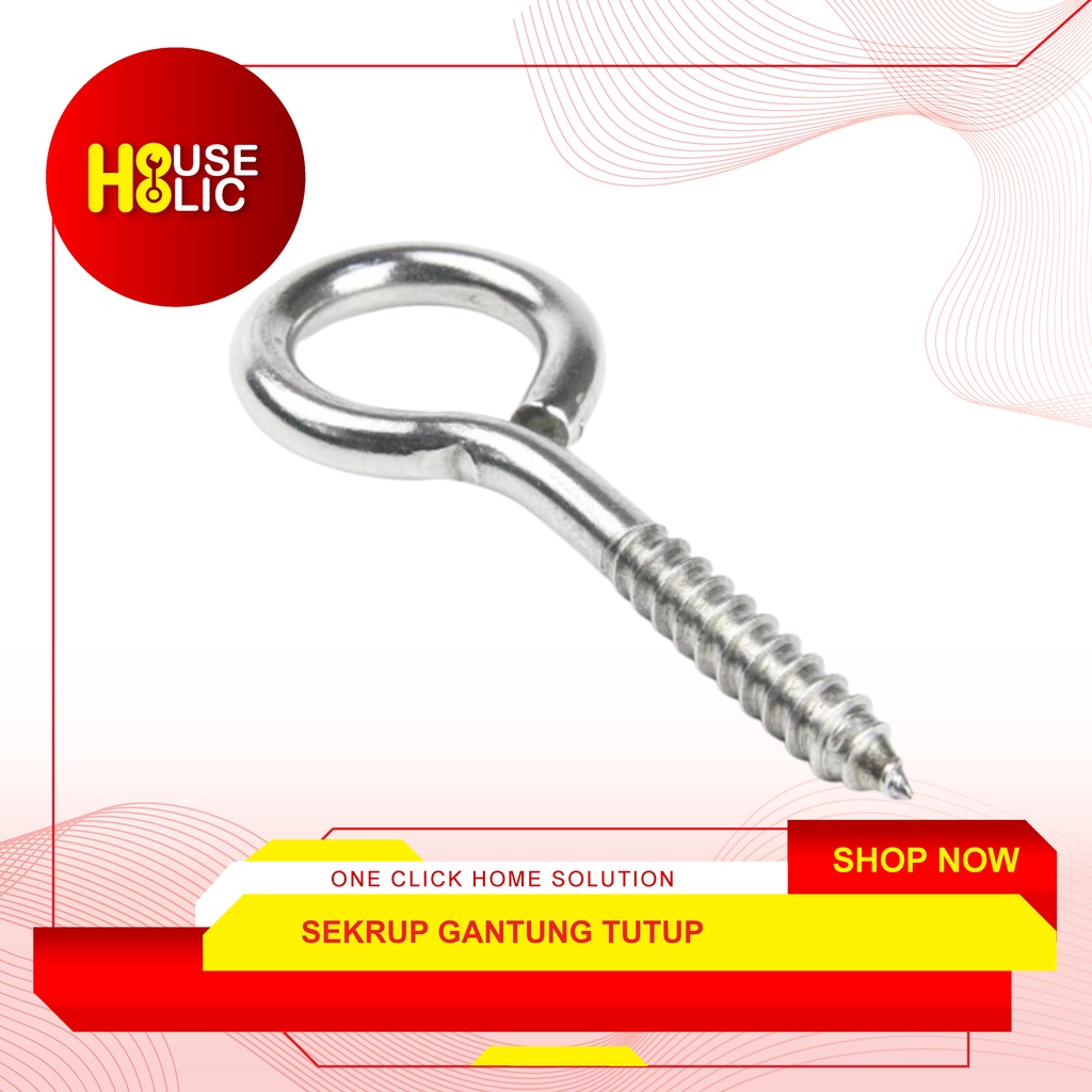 Jual Sekrup Gantung Tutup / Skrup Tutup Ulir / Screw Eyes Hook / Sekrup ...