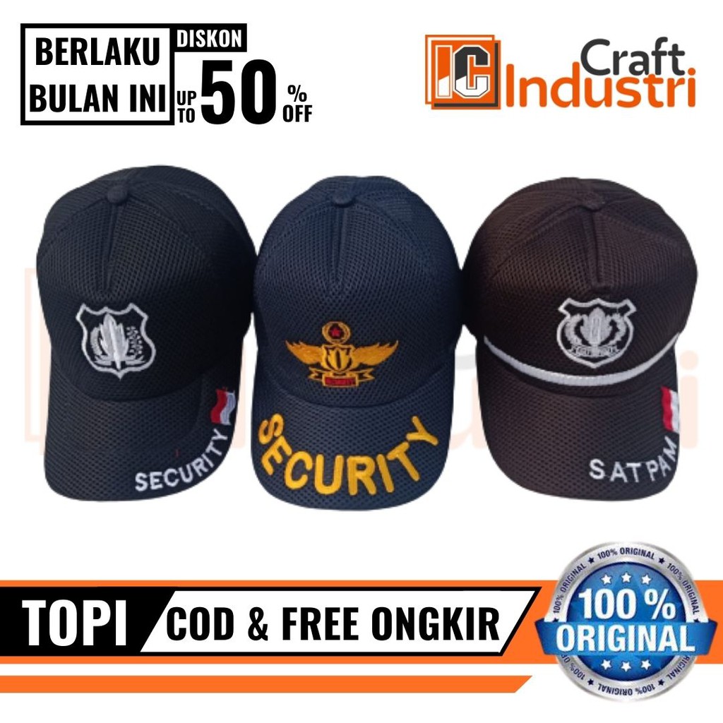 Jual Topi Jaring Topi Satpam Security Topi Security Hitam Biru Coklat ...
