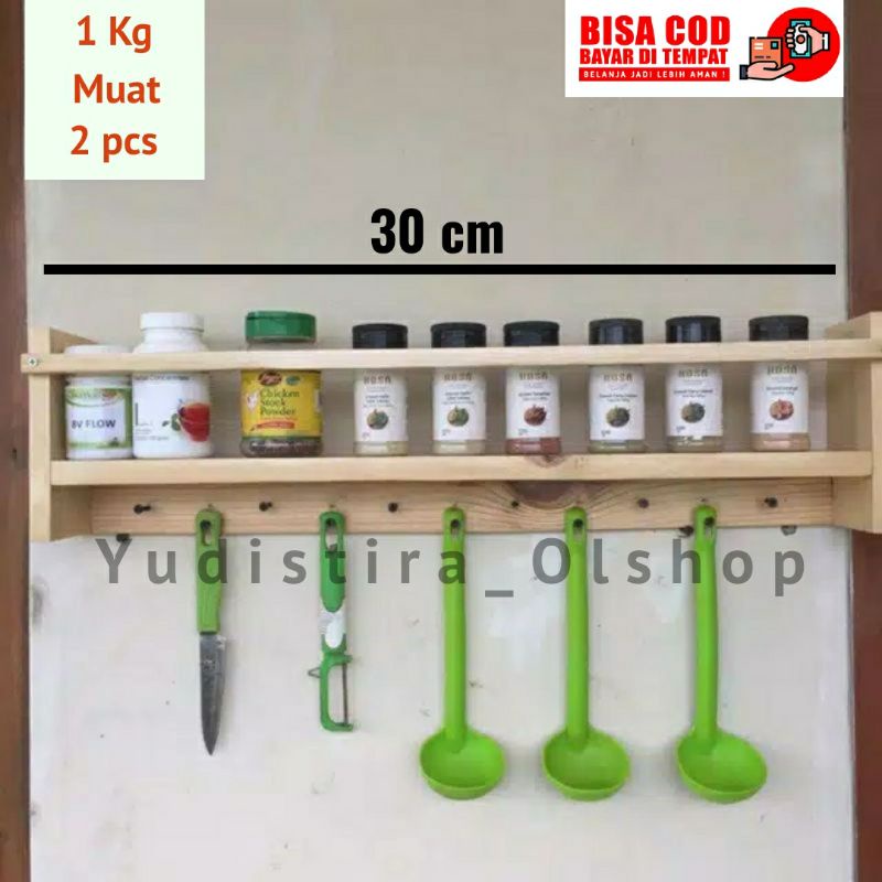Jual Rak Cantolan Rak Bumbu Dapur Kayu Rak Bumbu Dinding Tempel Rak ...