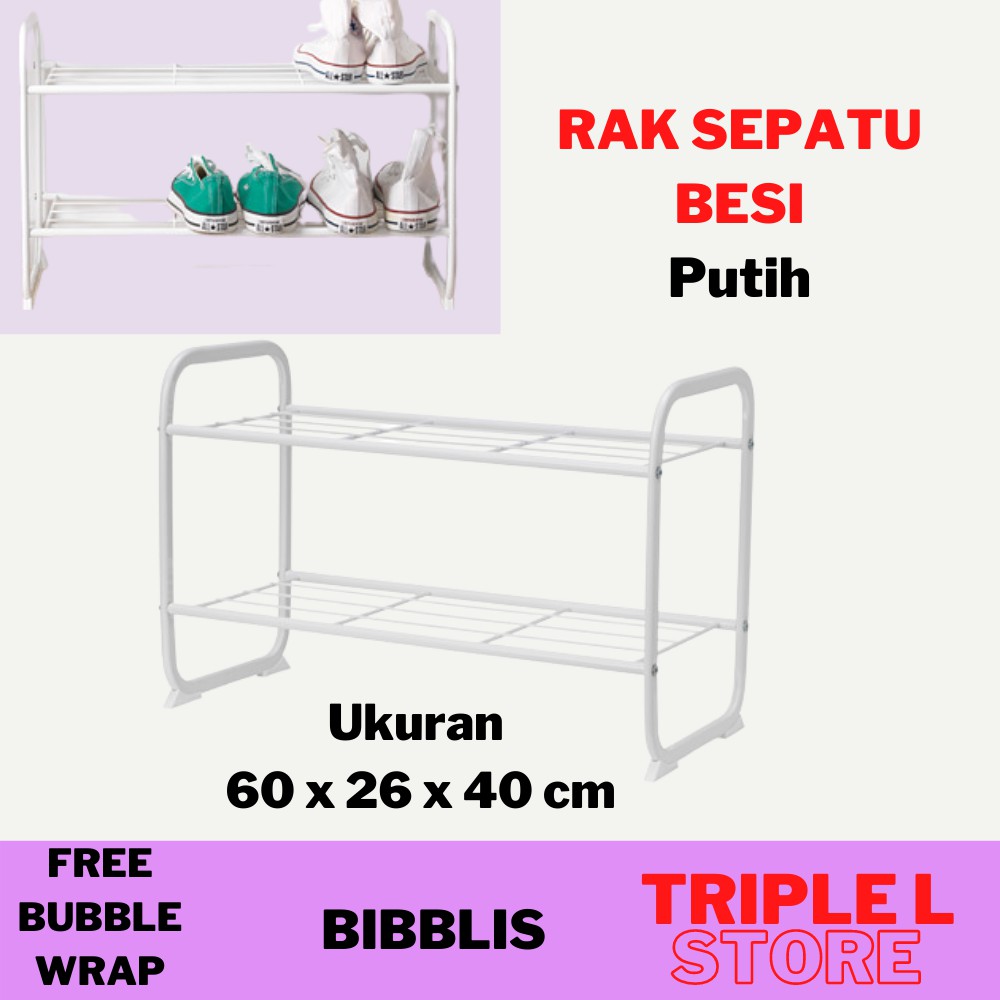 Jual Rak Tempat Sepatu sandal Besi 2 Susun Putih Minimalis BBLS ...