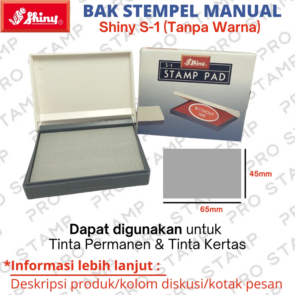 Jual Bak Tinta Stempel/Stamp Pad Tanpa Warna SHINY S-1/S1 (65X45mm ...