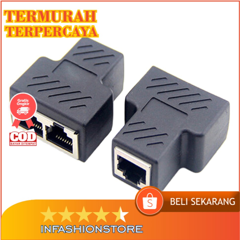 Jual PROMO RJ45 LAN Ethernet Network Connector Splitter 1 to 2/ Network ...