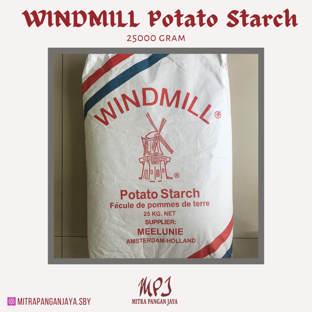 Jual WINDMILL POTATO STARCH (TEPUNG KANJI PATI KENTANG) 25 kg | Shopee ...