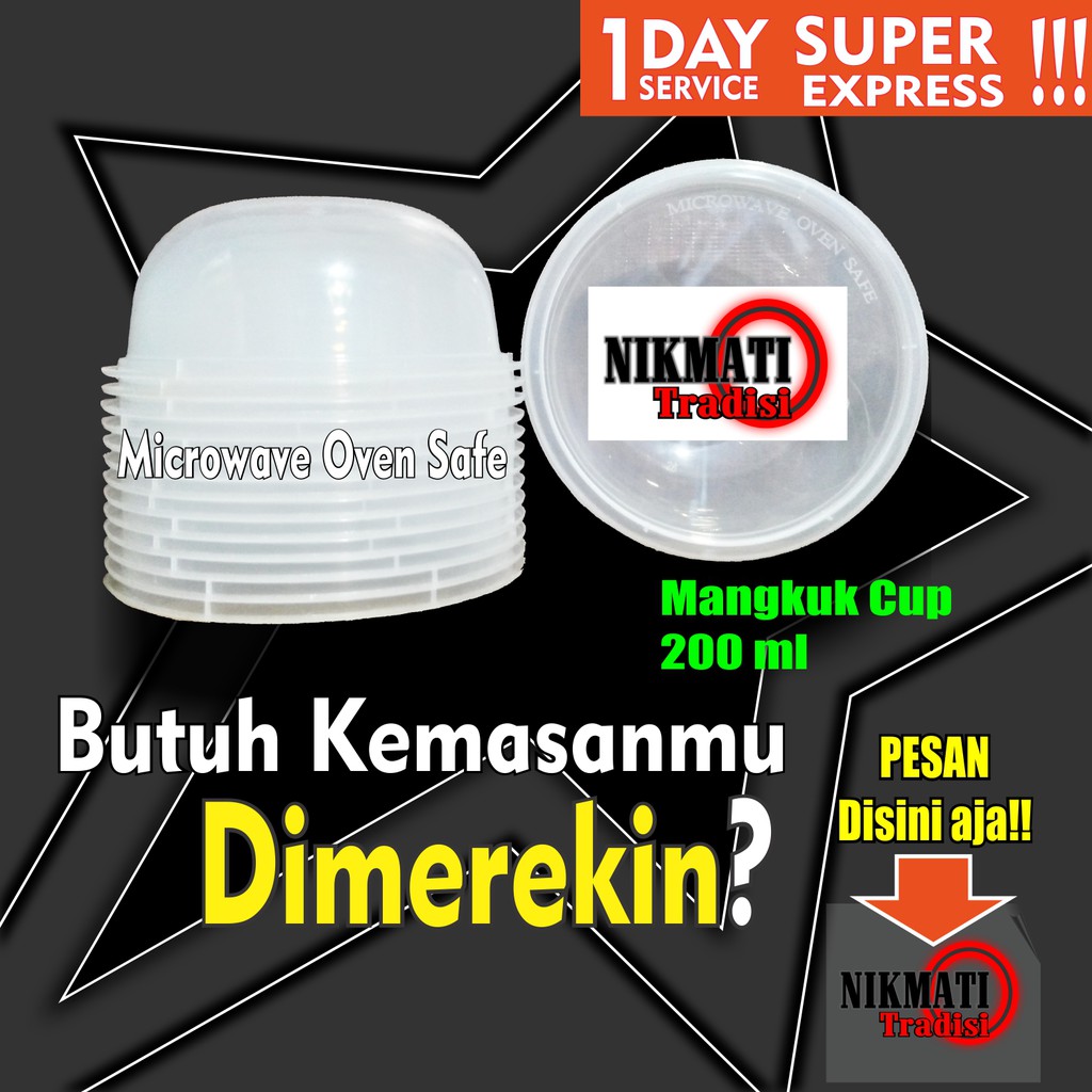 Jual Stiker Persegi Vinyl Cup Plastik 250 ml Mangkuk Cup Puding Plastik ...