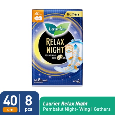 Jual Laurier Relax Night Pembalut Wanita with Gathers 40 cm 8 pcs ...