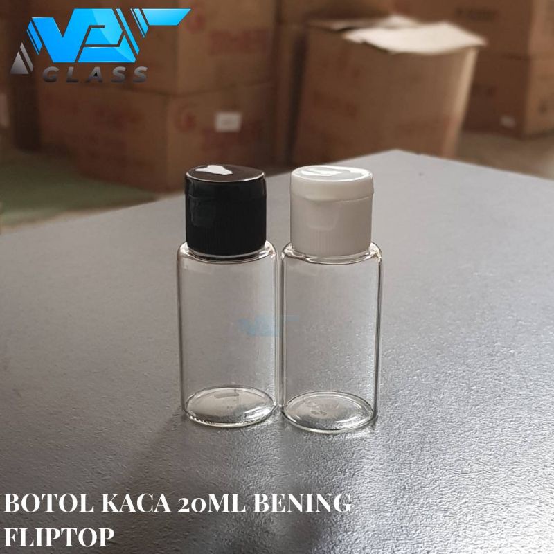 Jual botol kaca 20ml bening tutup fliptop | Shopee Indonesia