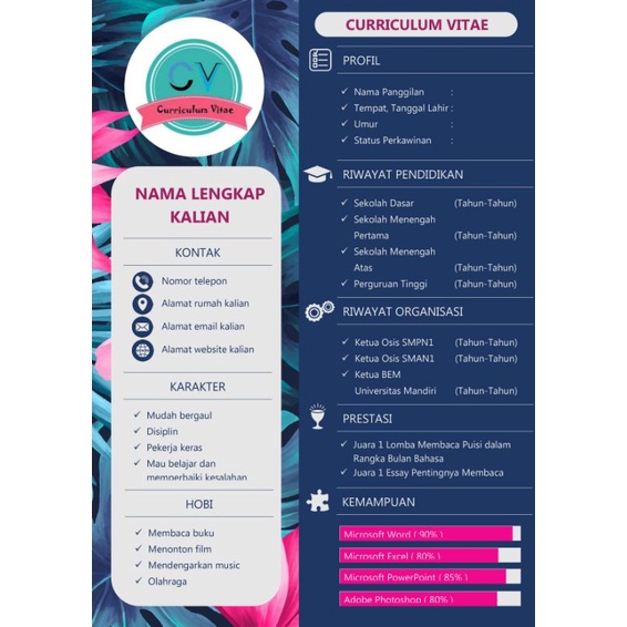 Jual Desain CV 8 Premium Paket Lengkap! (Lamaran Kerja, CV, dan Berkas ...
