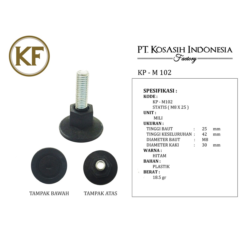 Jual KP - M 102 - Adjuster Foot M8 x 25 ( Kaki Meja / Kaki Rack / kaki ...