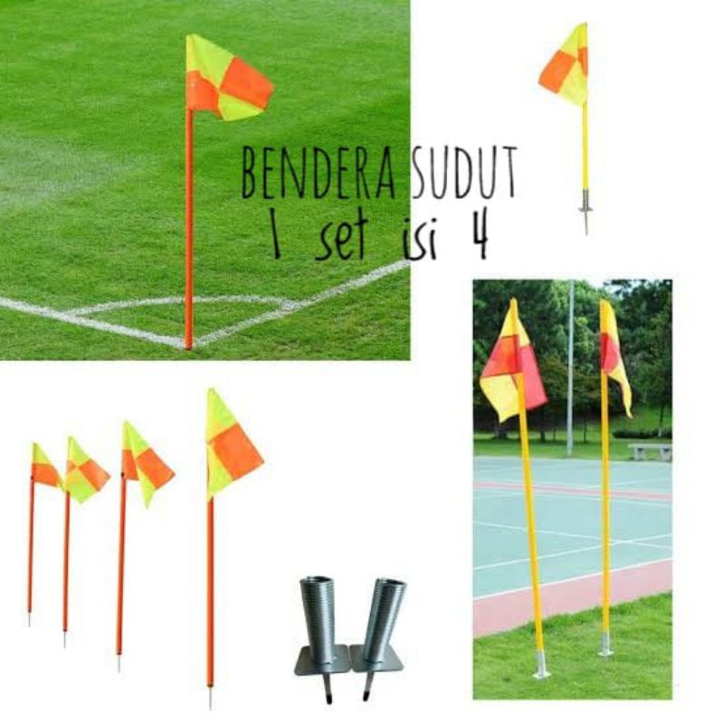 Jual bendera sudut tiang corner kick sepak bola 1 set isi 4 pcs ...