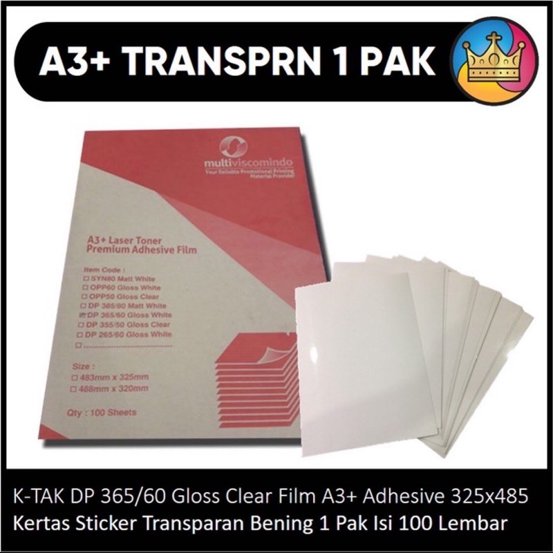 Jual BAHAN A3+ Sticker Stiker Transparant Transparan Bening K-Tak Gloss ...