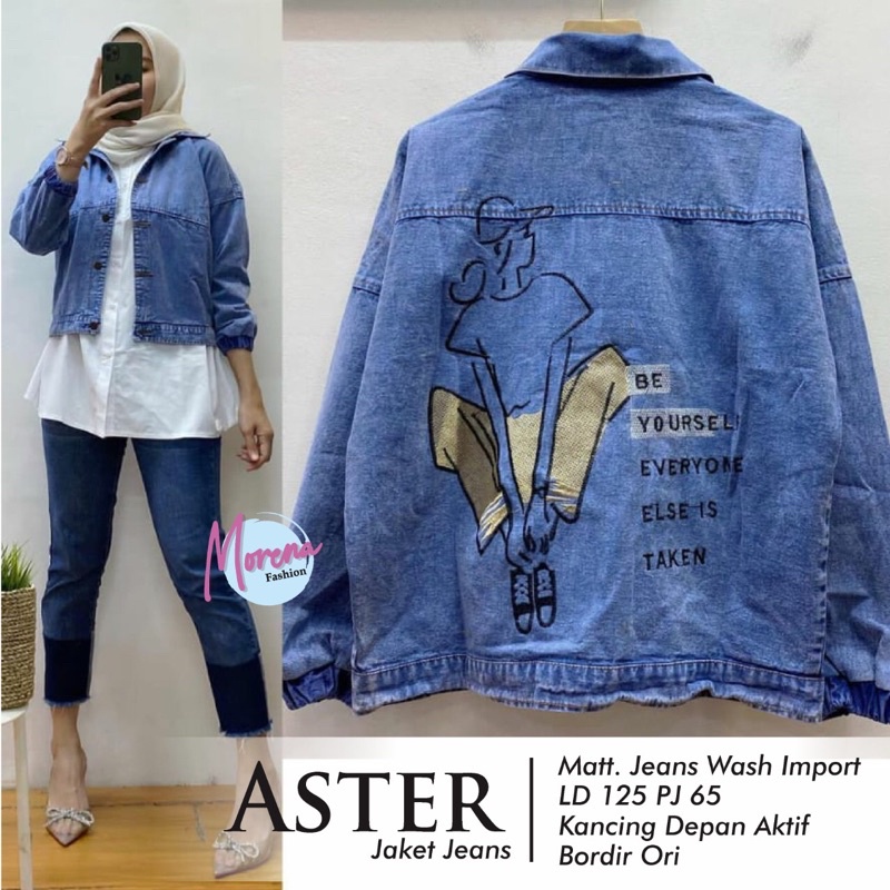 Jual Aster Jacket Denim Wanita Kekinian Ld 125cm Pj 65cm Shopee Indonesia