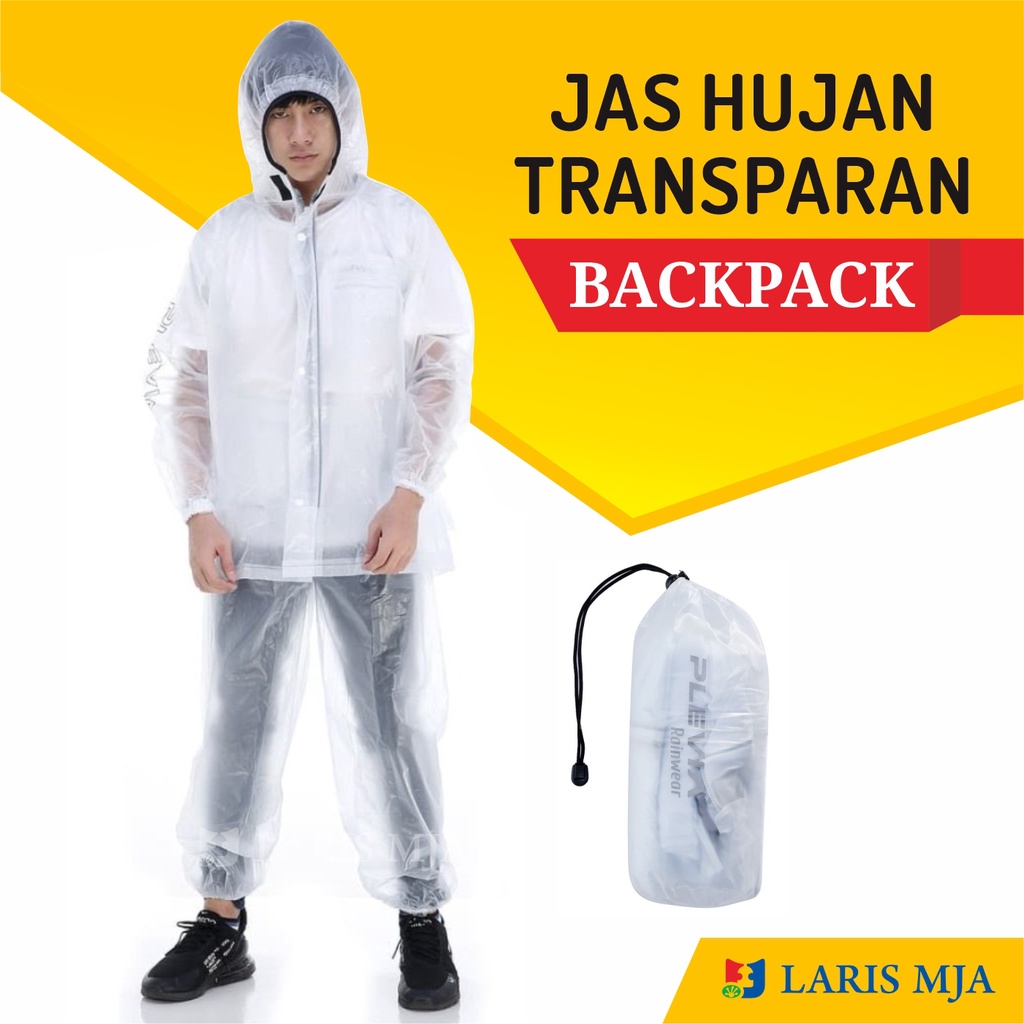 Jual Jas Hujan Transparan Pria Setelan Dewasa Mantel Ujan Plevia Backpack Wanita Bening Tebal ...