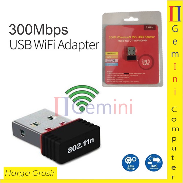 Jual Usb Wifi RECEIVER Mini Wireless Adapter 300 Mbps 802.11n Dongle ...
