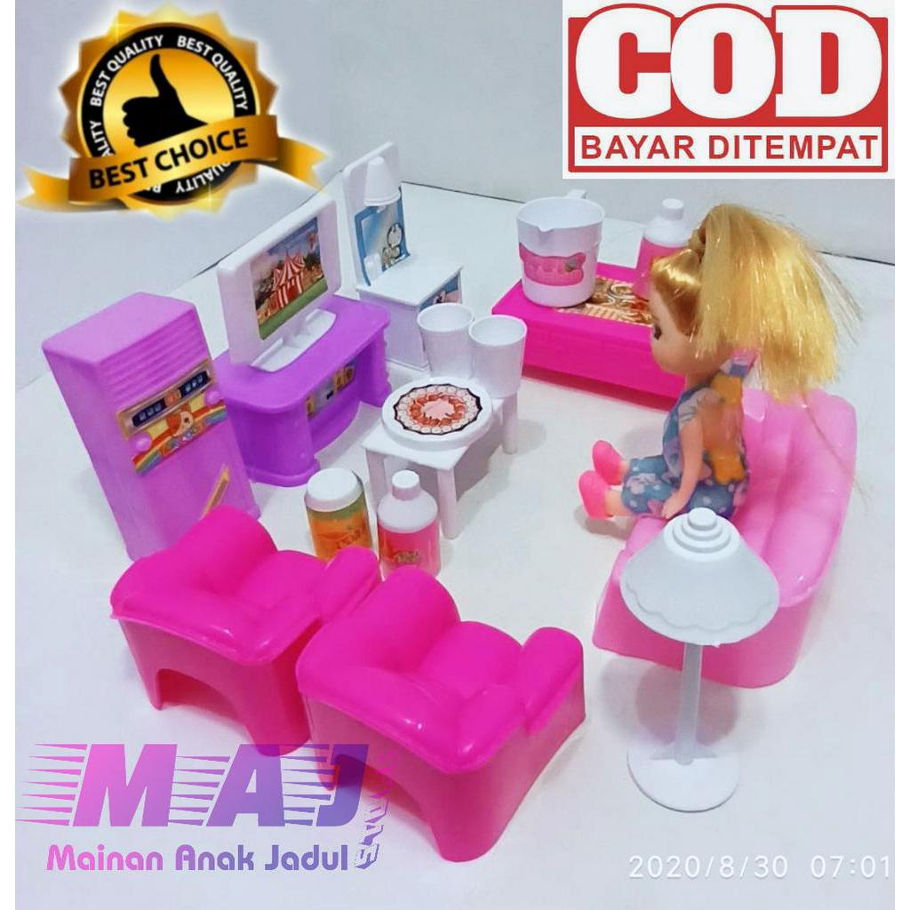 Jual Mainan anak perempuan Boneka furniture sofa meja dan tv / maenan ...