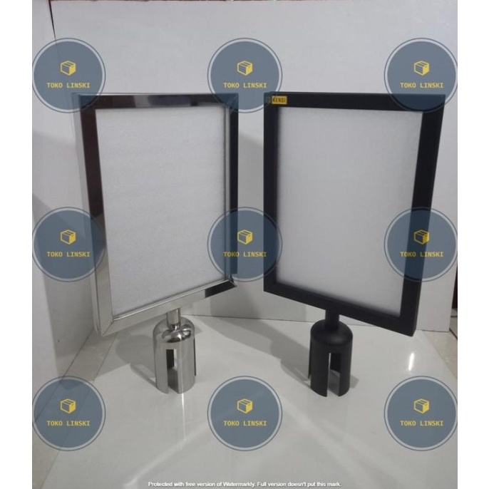 Jual Sign Board FRAME A4 Potrait Signage stainless papan tiang antrian ...