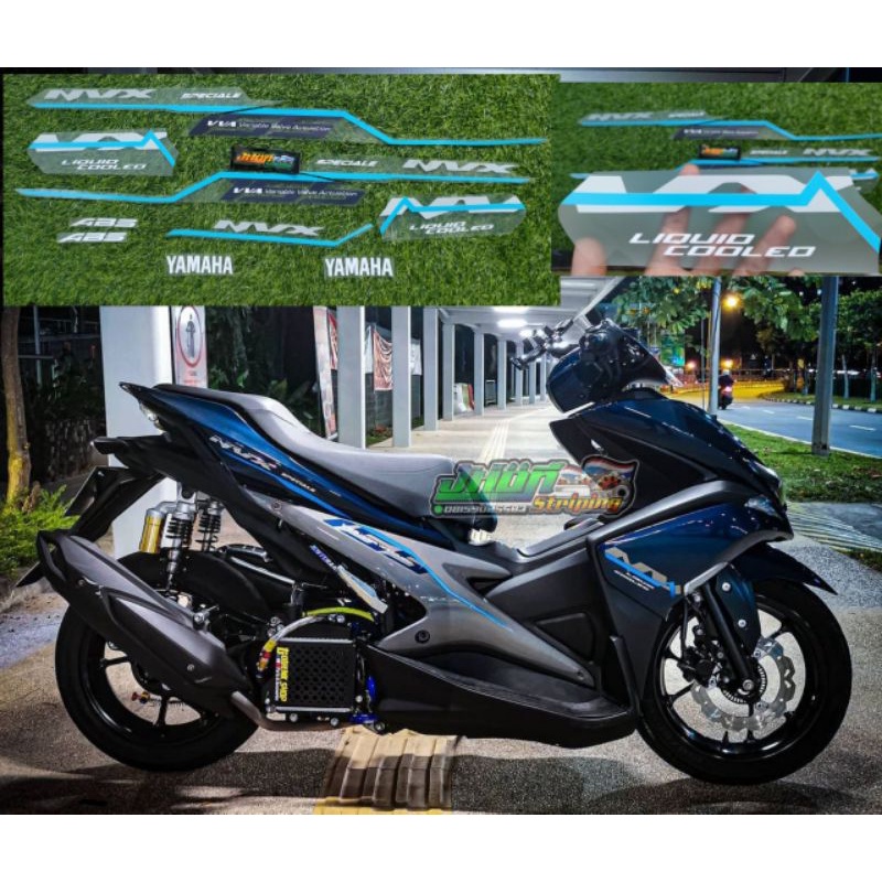 Jual STRIPING STICKER AEROX NVX VVA 155 TRANSPARAN SIMPLE BLUE ...