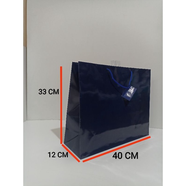 Jual Paper Bag Polos Biru laminasi Besar size 40 x 12 x 33 (P x L x T ...