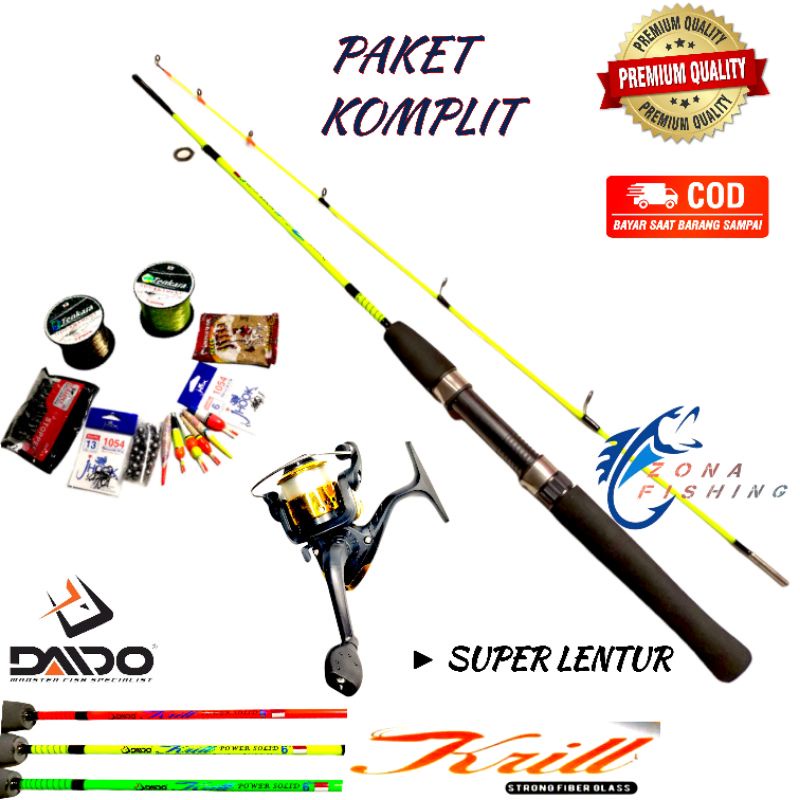 Jual Set Pancing Joran Udang Lentur Daido krill komplit 120 135 150 Cm | Shopee Indonesia