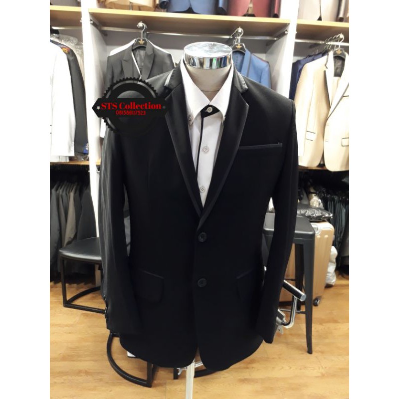 Jual Jas Hitam Formal Polos / List , Jas hitam modern / Jas hitam ...