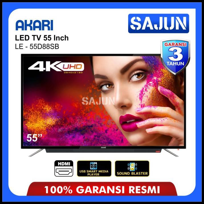 Jual Led Tv Akari 55 Inch Le-55D88Sb Soundblaster 4K Uhd/Usb Movie ...