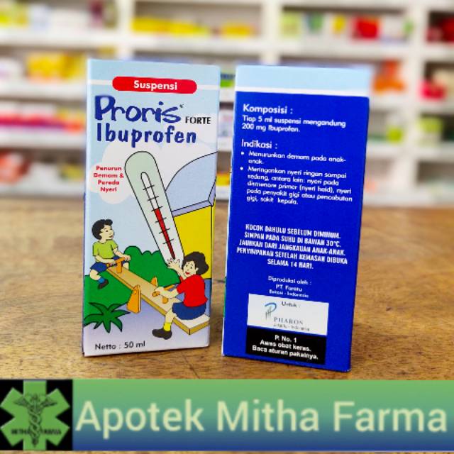 Jual PRORIS FORTE SUSPENSI SIRUP IBUPROFEN 200MG/5ML | Shopee Indonesia