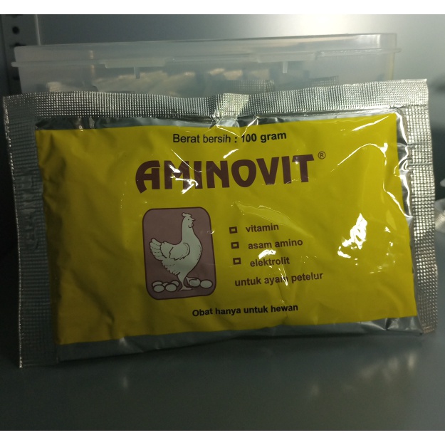 Jual AMINOVIT 100 gr serbuk larut air kombinasi vitamin asam amino elektrolit obat hewan Medion ...