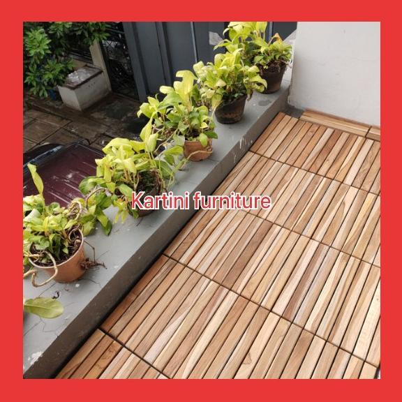 Jual ```````] ubin kayu outdoor paket 100pcs lebih hemat decking tile ...