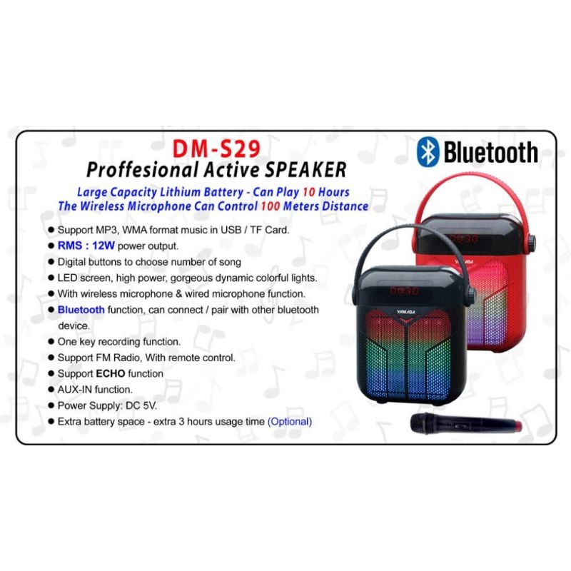 Jual Yamada S29 Speaker Aktif Portable + Smart Mic Wireless Yamada V10 ...