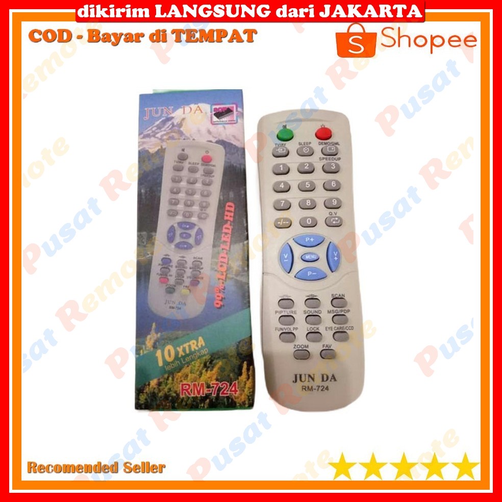 Jual Remot TV MULTI Fungsi Merk SANKEN Tabung/Flat/LCD/LED JUN DA Rm 724 JUNDA Rm 1887 Dimensi ...