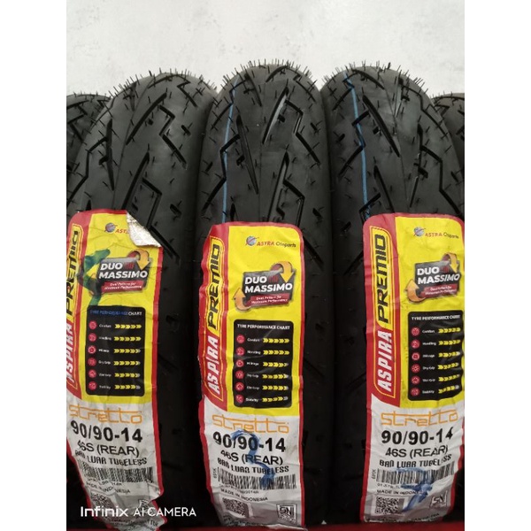 Jual Aspira Premio Stretto TL 90/90-14 Rear | Tubeless Ring 14 (free Pentil) | Shopee Indonesia