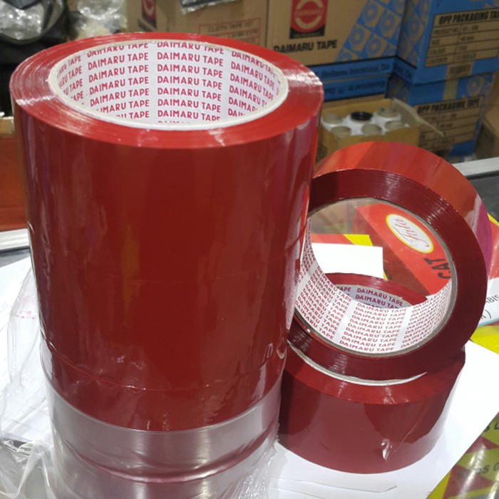 Jual Lakban plastik Daimaru warna merah 48mm asli | Shopee Indonesia