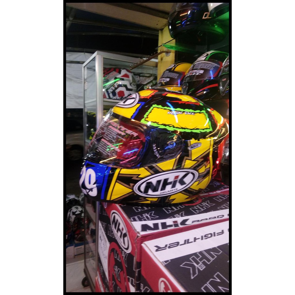 Jual HELM NHK GP TECH GPTECH FULLFACE BLUE YELLOW FLUO FULL MANIAC RACE ...