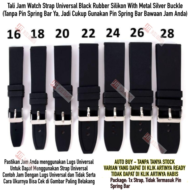 Jual Tali Jam Watch Strap 16mm 18mm 20mm 22mm 24mm 26mm 28mm Universal ...