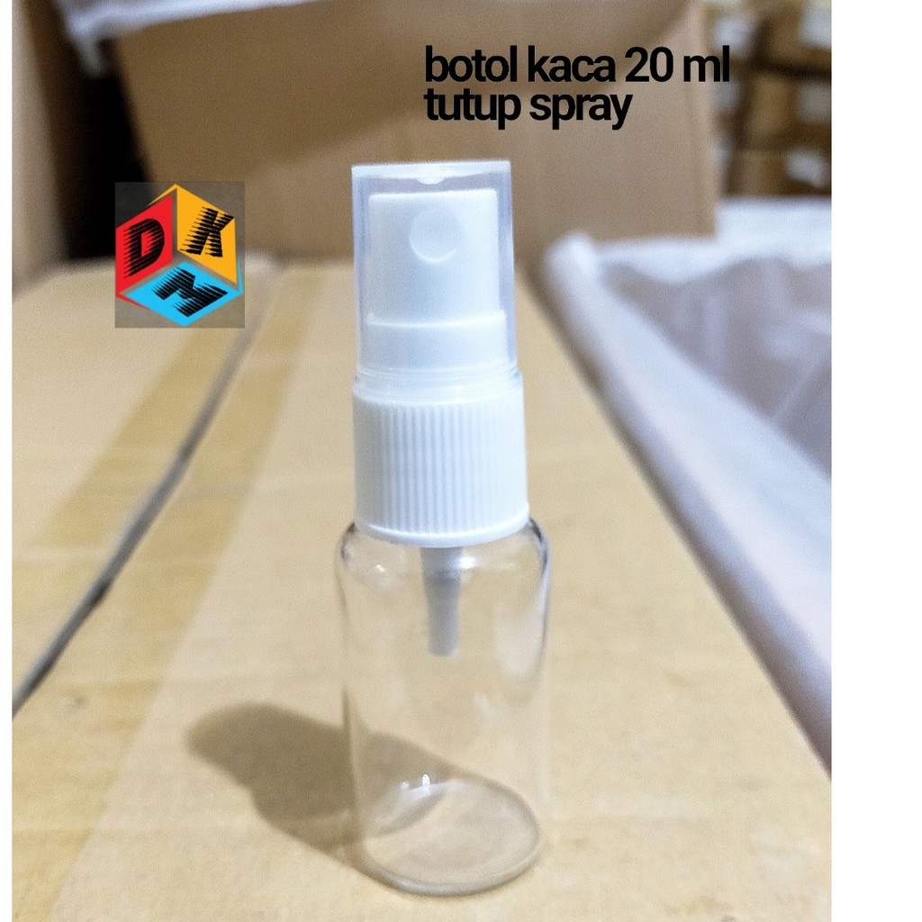 Jual Botol kaca bening 20 ml tutup spray | Shopee Indonesia