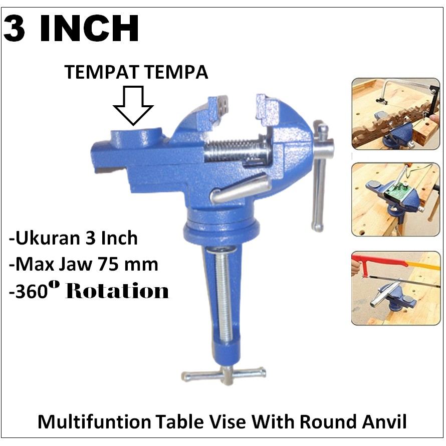 Jual Ragum Meja Tanggem Ragum Putar Penjepit Table Vise Clamp 3 inch ...