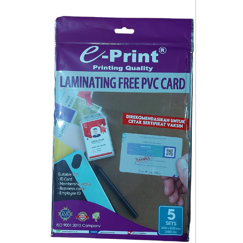 Jual [1 Bungkus] Laminating Free PVC Card A4 2880dpi E-Print | Shopee ...