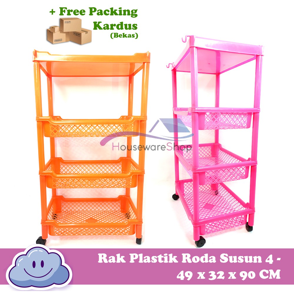 Jual Rak Plastik Roda Susun 4 Serbaguna | Shopee Indonesia