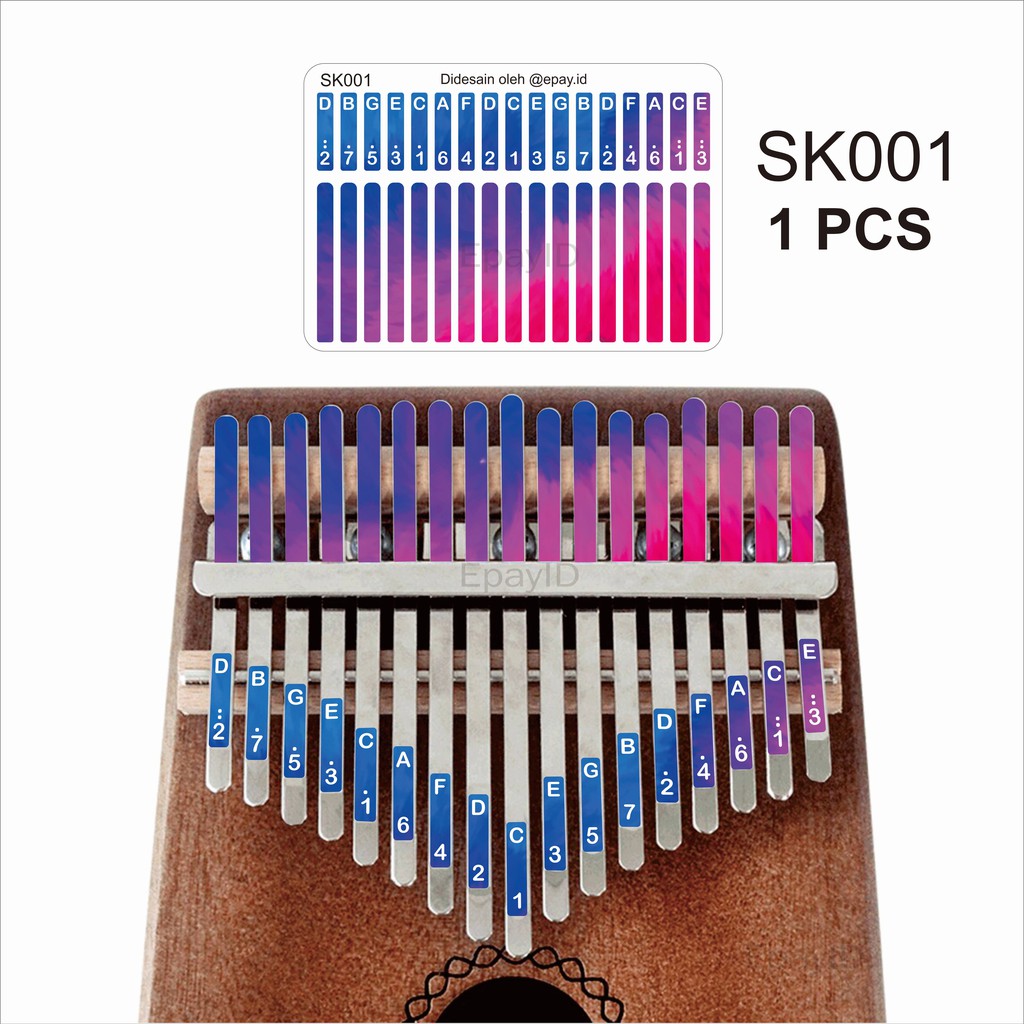 Jual Sticker Kalimba 17 Keys Multicolor Notasi Stiker Not Angka Gecko ...