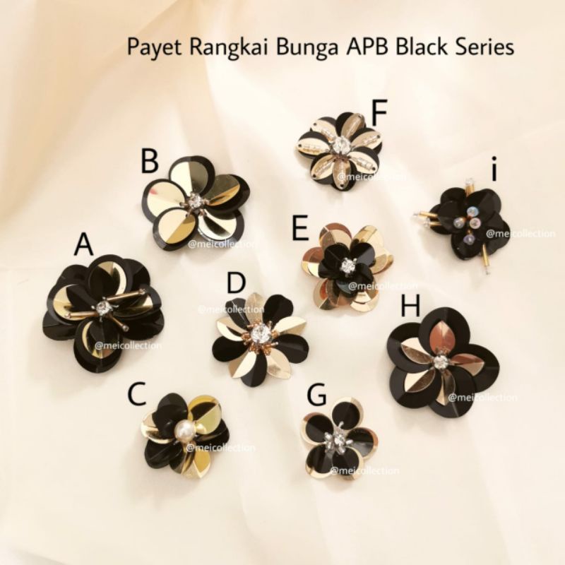 Jual Payet rangkai bunga 3d KOMPILASI APB Black series Payet jahit ...