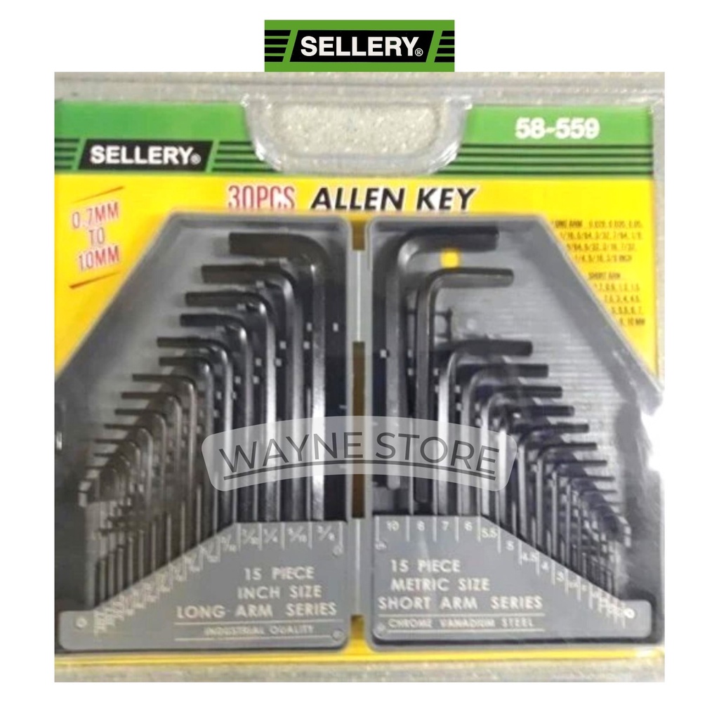 Jual KUNCI L SET 30 PCS ALLEN KEY INCI MILI 0.7 - 10mm SELLERY 58-559 ...