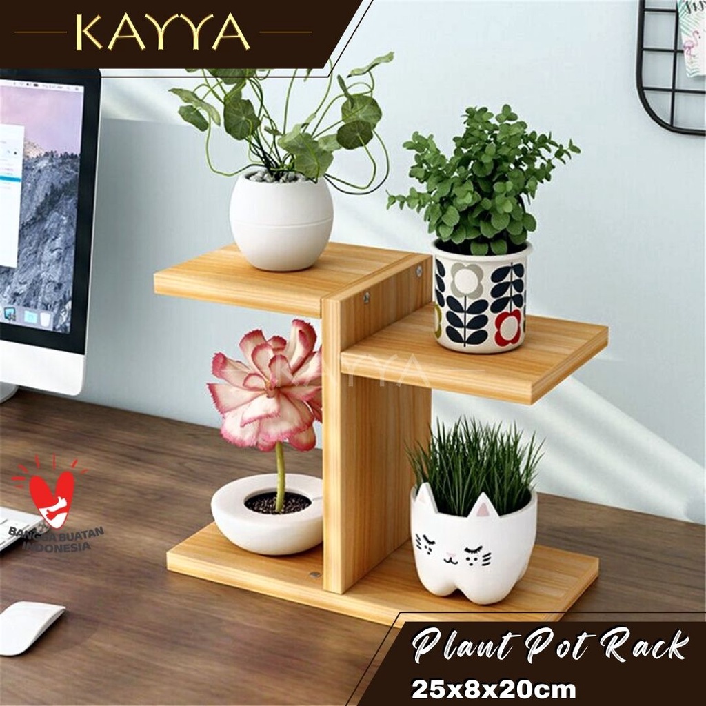 Jual YK41 KAYYA Rak Pot Bunga Kayu Minimalis Susun 2 Tingkat Simple ...