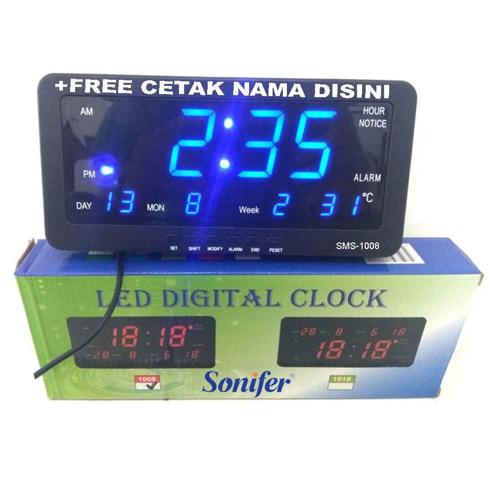 Jual Sonifer Jam Digital LED Bisa Meja & Dinding ukuran 21 x 10 cm FREE ...