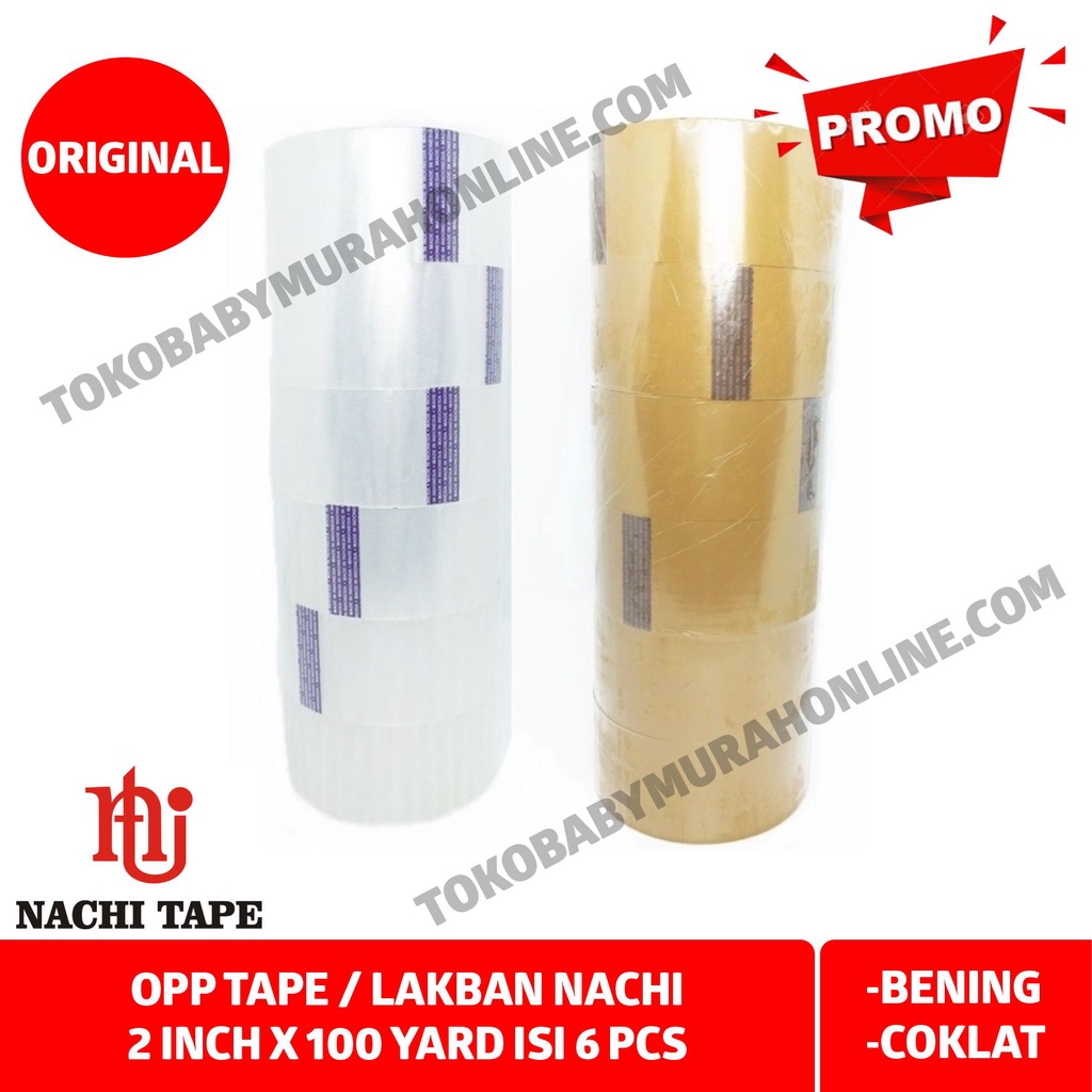 Jual (SLOP ) Lakban Nachi Bening Isi 6 / Opp Nachi 2 inchi / Lakban Nachi Coklat 2 inch isi 6 ...