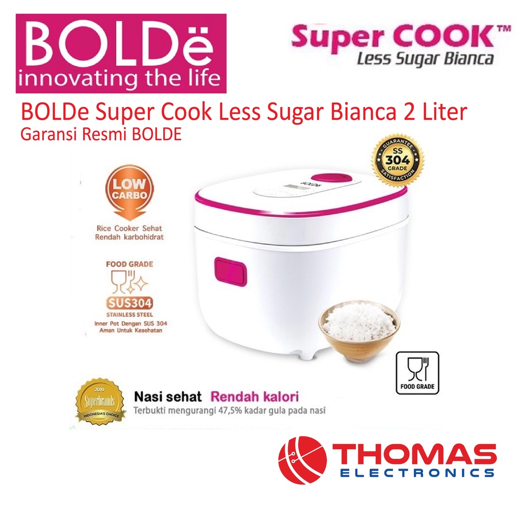Jual BOLDe Super Cook Less Sugar Bianca 2 Liter Rice Cooker Rendah Gula ...